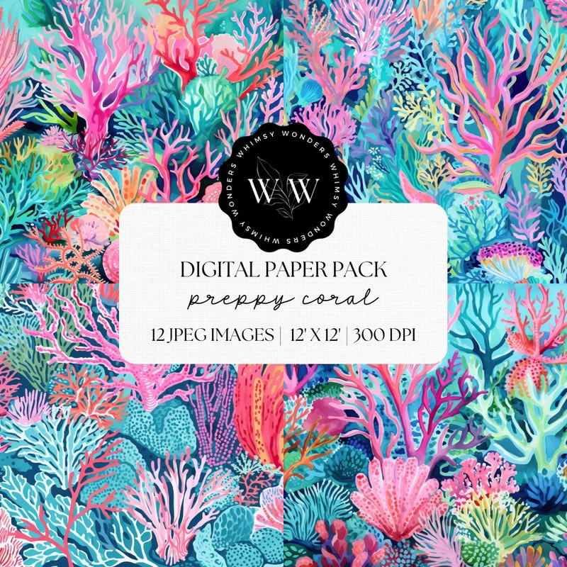 Coral Digital Paper - Etsy