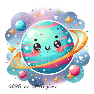 Cute Planet Clipart | Solar System JPEG Images (digital Download) - Etsy