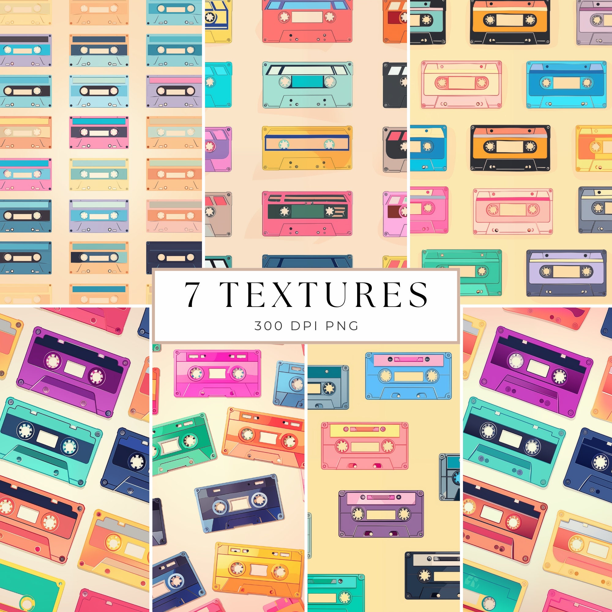 Digital Papers 90s Cassettes Digital Paper 90S Colorful Papers Eighties ...