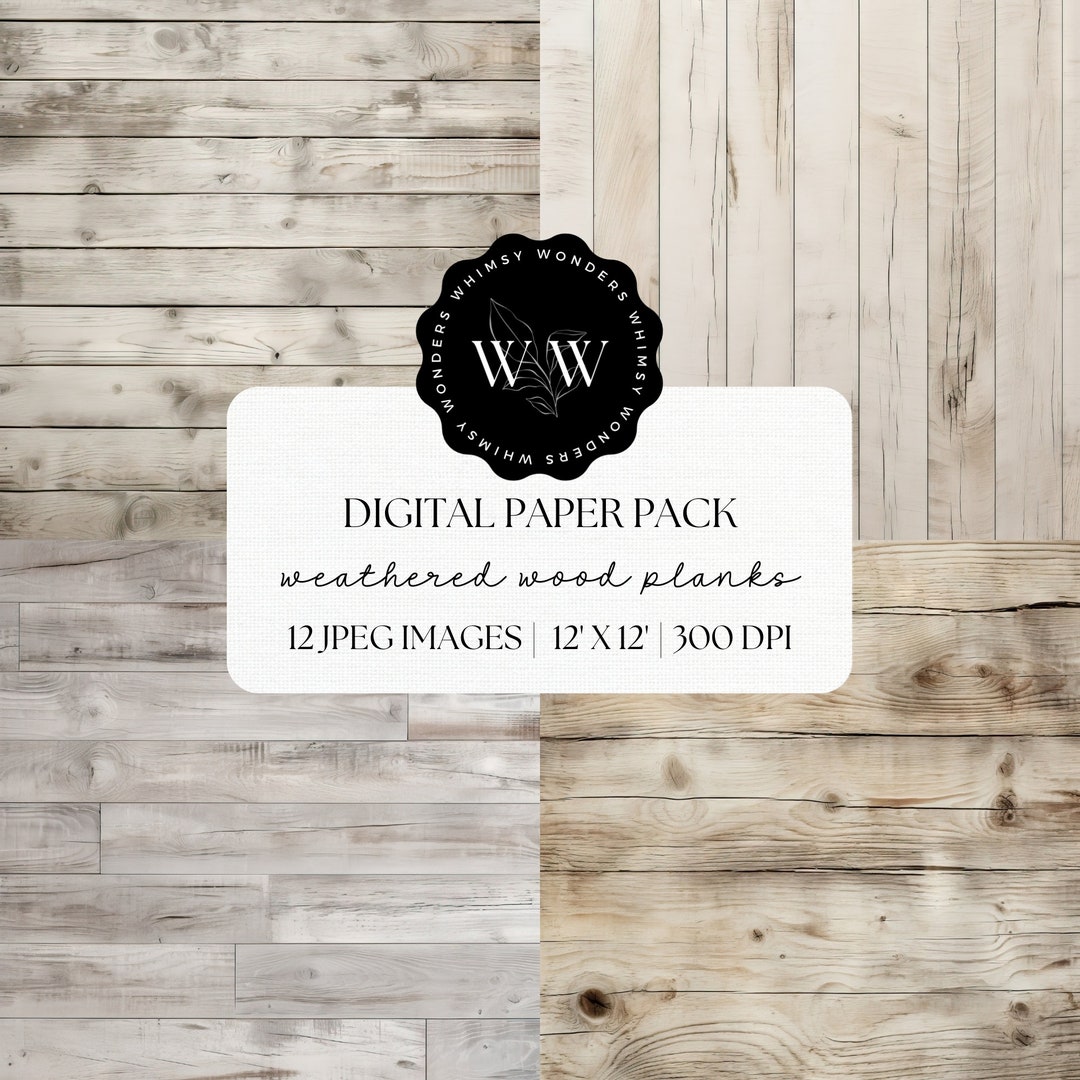 Wood Grain Planks Digital Paper | Rustic Wood Texture | Scrapbook ...