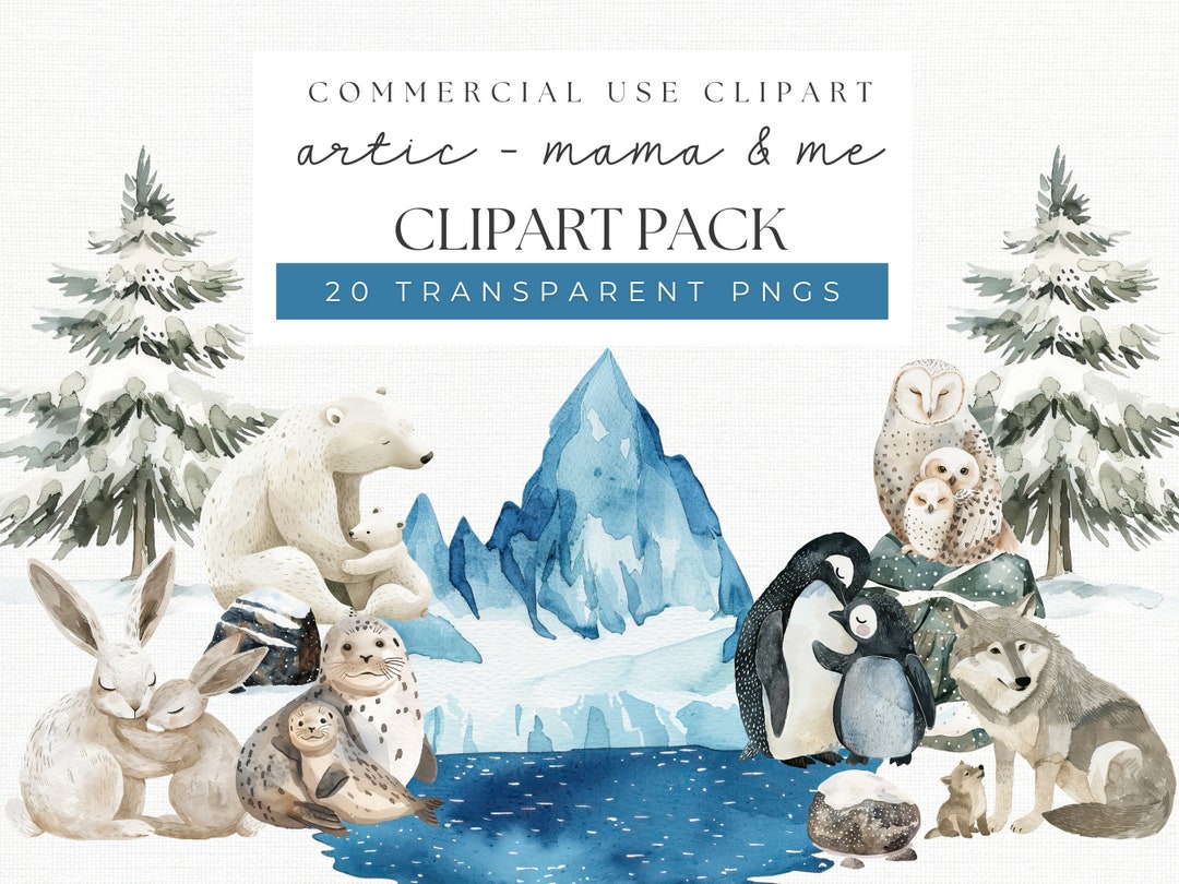 Watercolor Mom and Baby Animal Clipart Bundle | Winter Wonderland ...