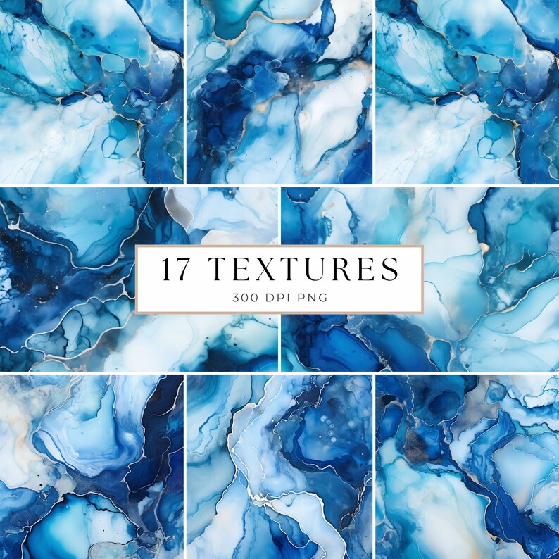 Dark Blue Alcohol Ink Clipart | Liquid Ink PNG | Navy and Light Blue ...