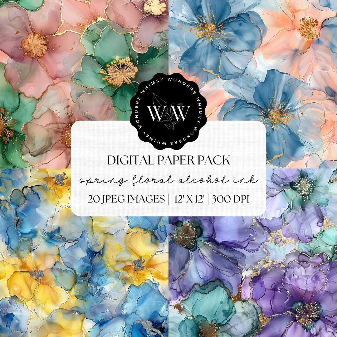 Pastel Alcohol Ink Digital Paper | Fluid Art Digital Paper | Bright ...