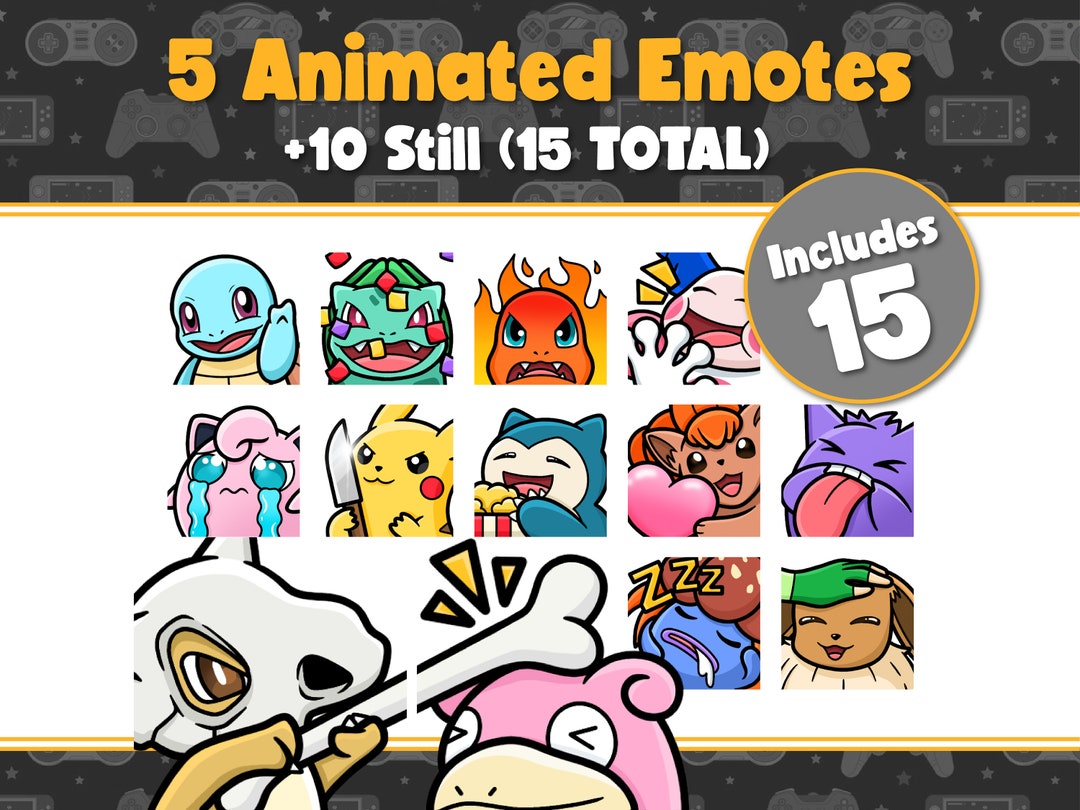 Pokemon Emotes MEGA Pack | 15 Emotes Total - 5 Animated Emotes | Gen 1 ...