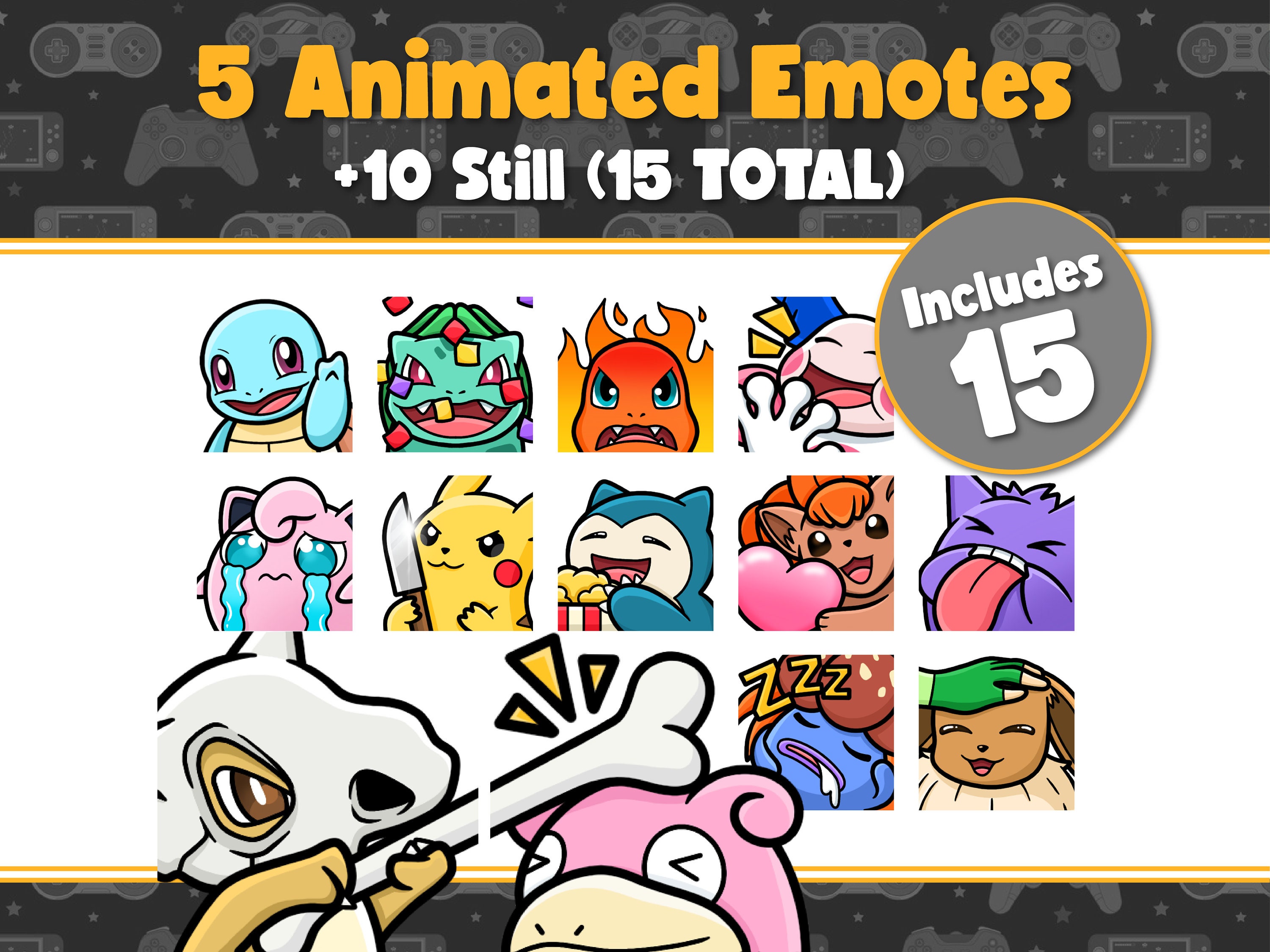Pokemon Emotes MEGA Pack 15 Emotes Total 5 Animated Emotes Gen 1 ...