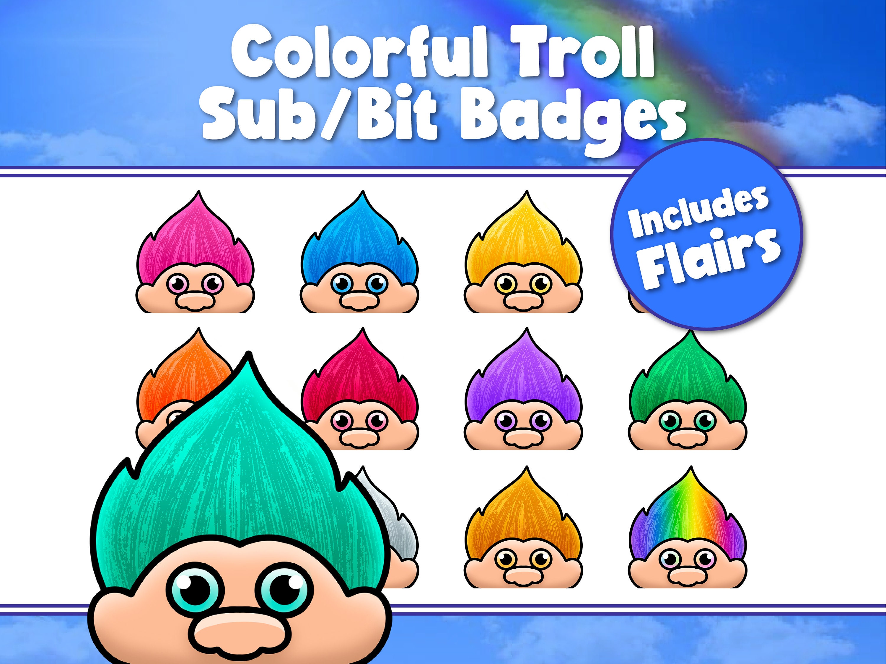 Troll Twitch Sub Badges | Bit Badges | Emotes | Nostalgic Badges for ...
