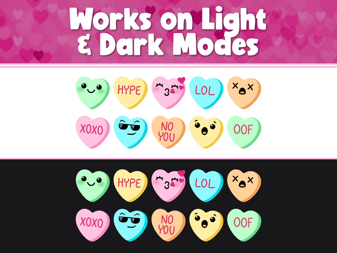 Candy Heart Emotes Valentine's Day Emotes Twitch Emotes Valentine ...