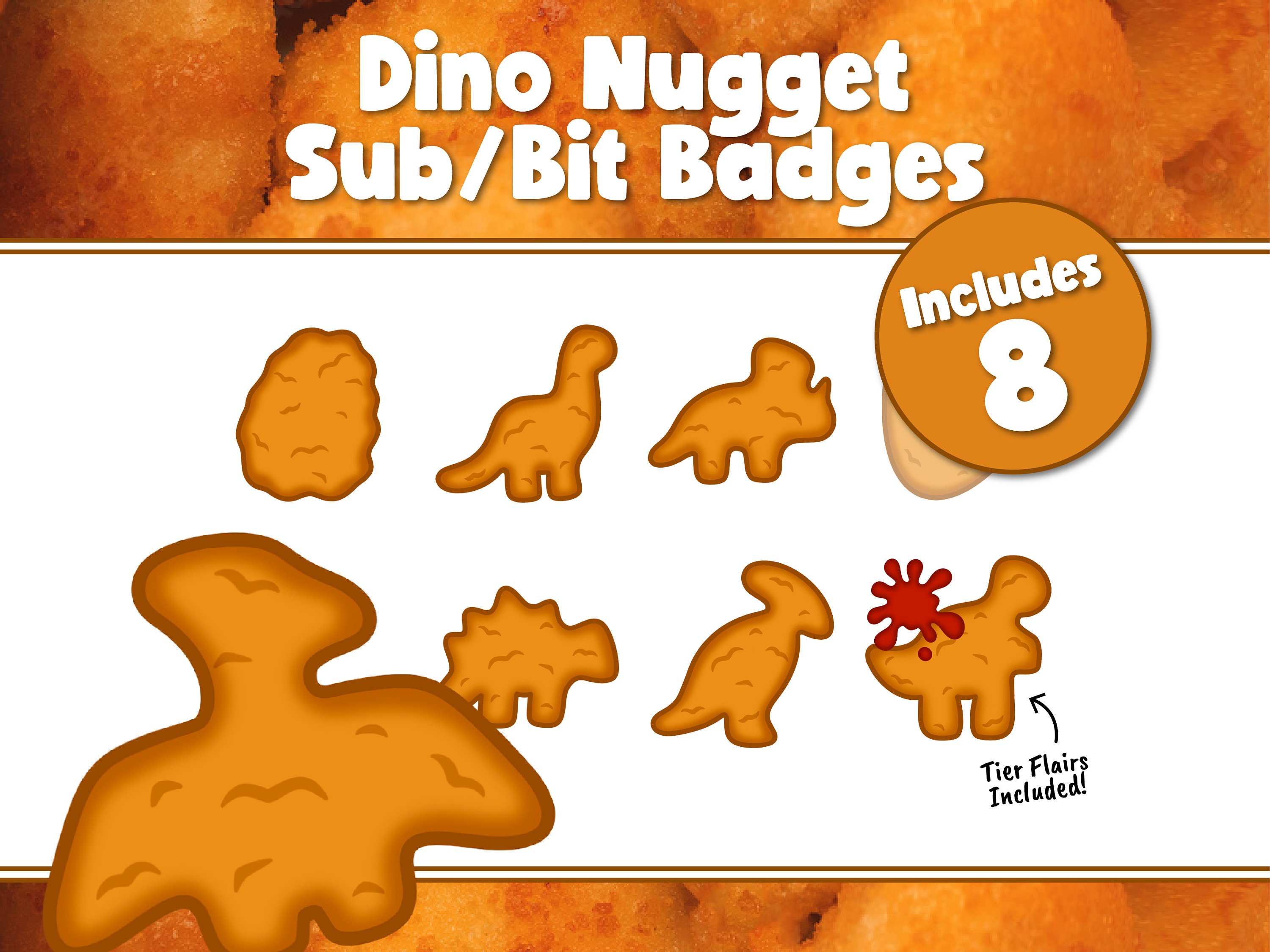 Dino Nuggies Twitch Sub Badges | Bit Badges | Emotes | Dinosaur Nuggets ...