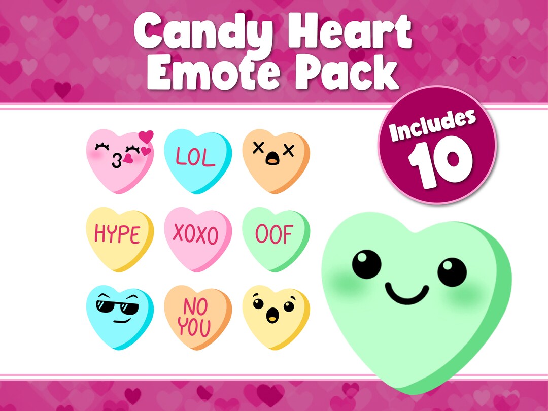 Candy Heart Emotes | Valentine's Day Emotes | Twitch Emotes | Valentine ...