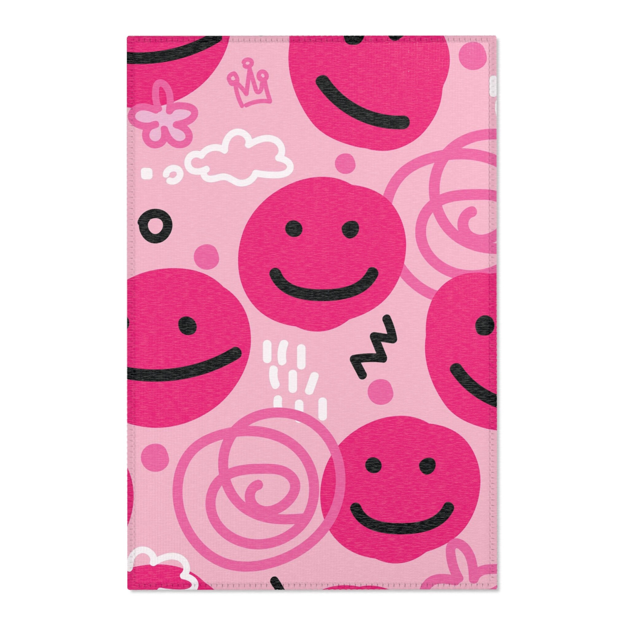 Pink Smiley Face Area Rug Happy Face Bedroom Rug, Living Room Rug and ...