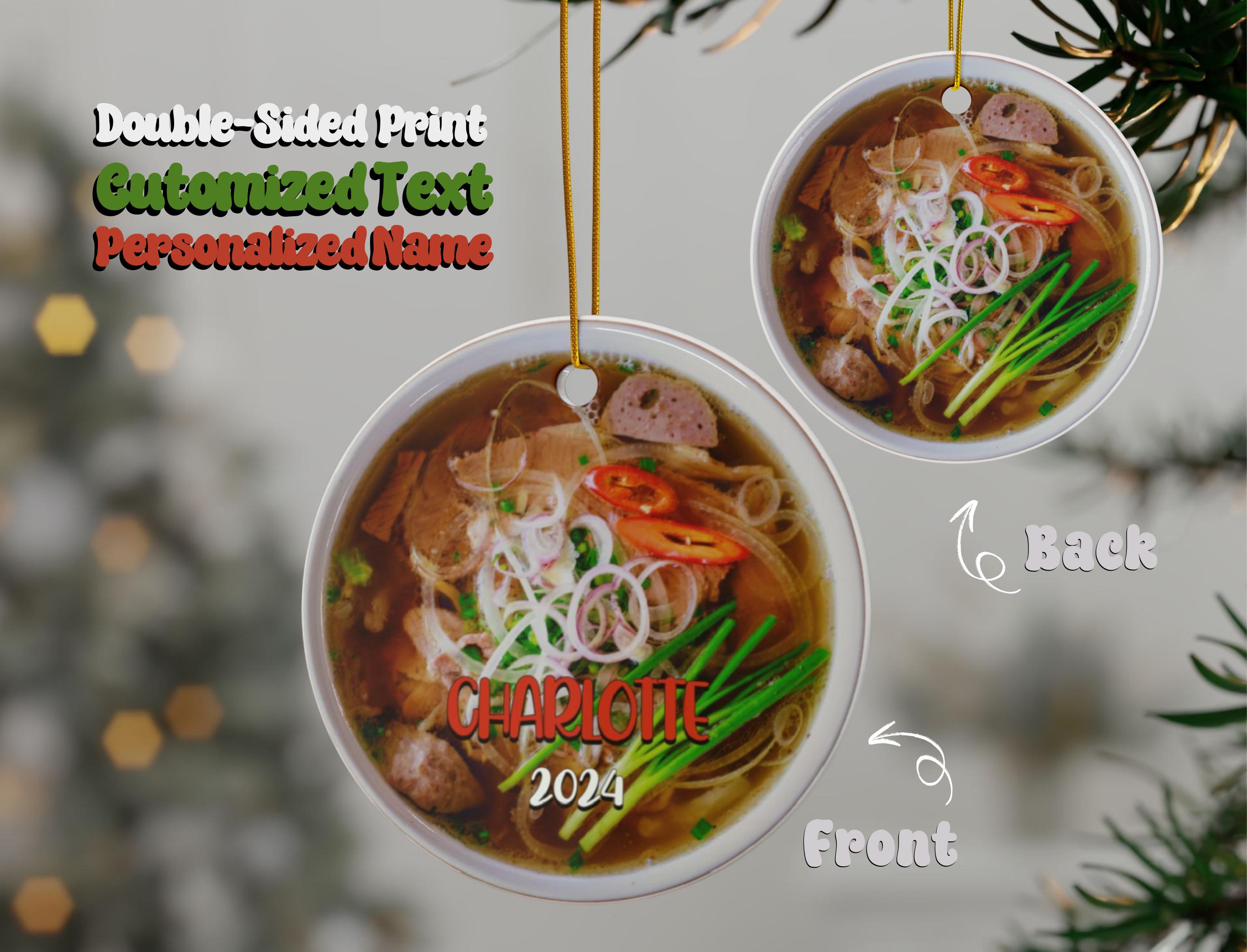Personalized Flat Pho Bowl Christmas Ornament, Custom Name Vietnamese ...