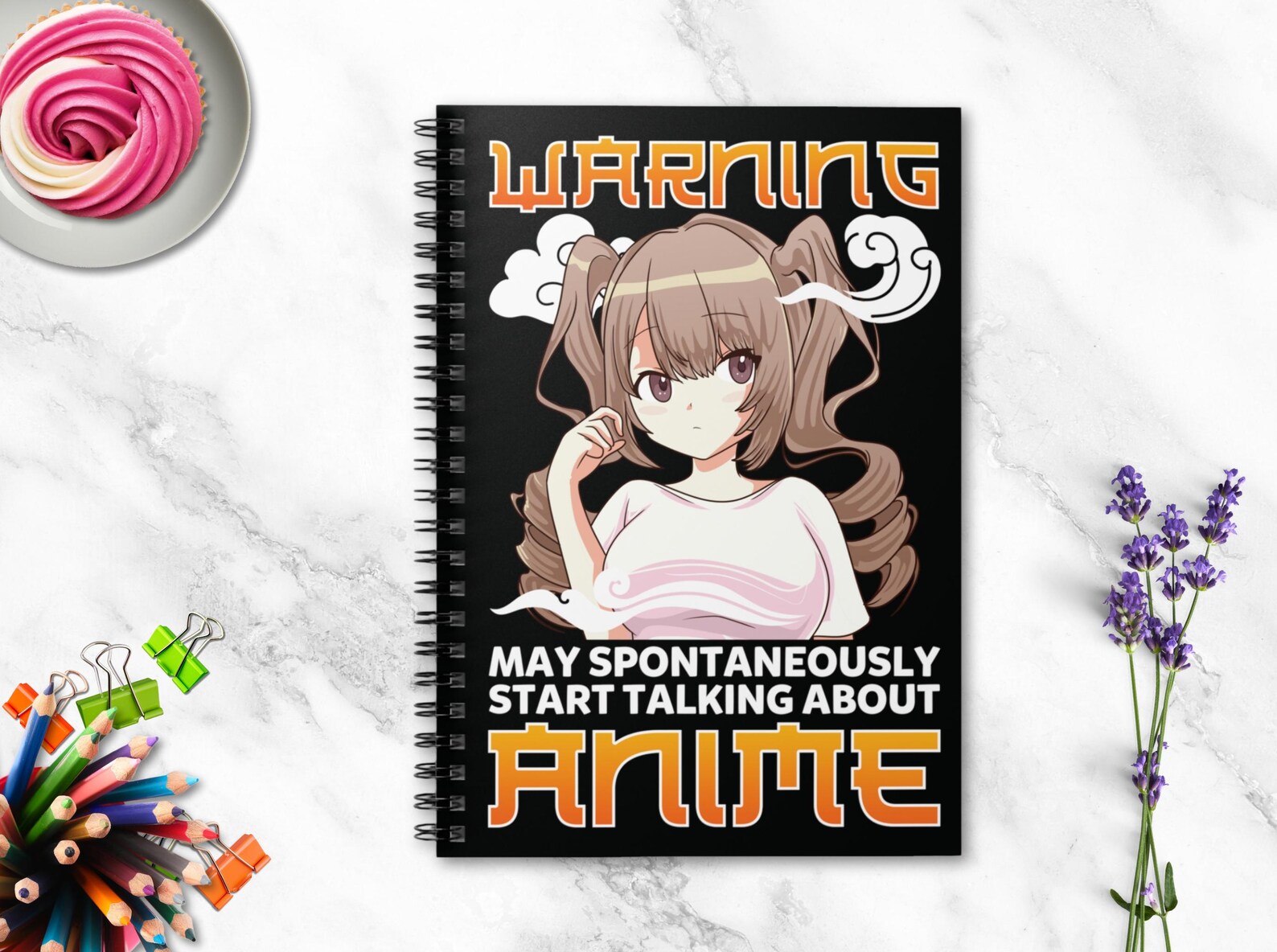 Cute Anime Girl Spiral Notebook, Warning Anime Notebook, Anime Lover ...