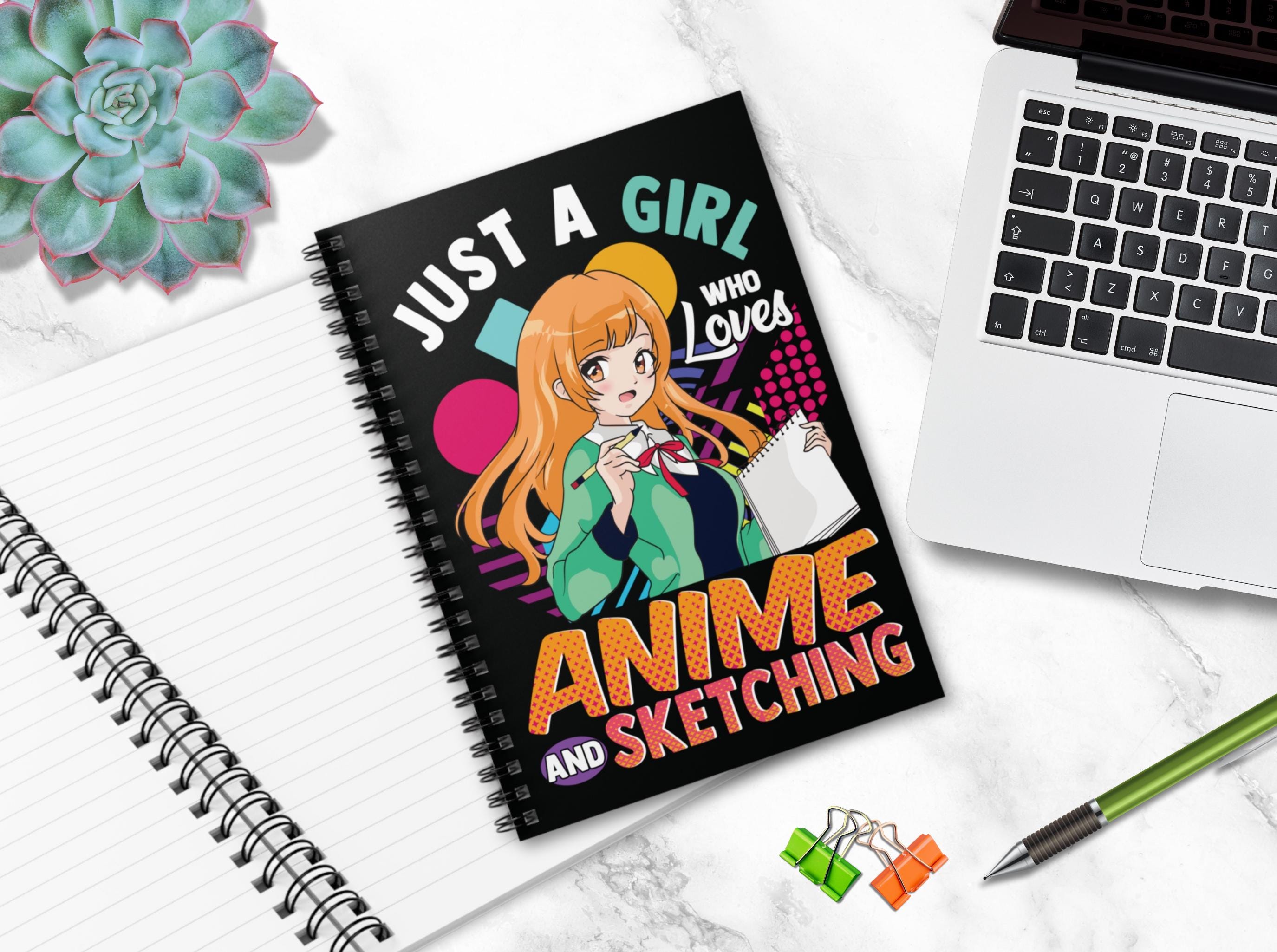 Anime Girl Sketching Notebook, Anime Lover Spiral Notebook, Perfect ...