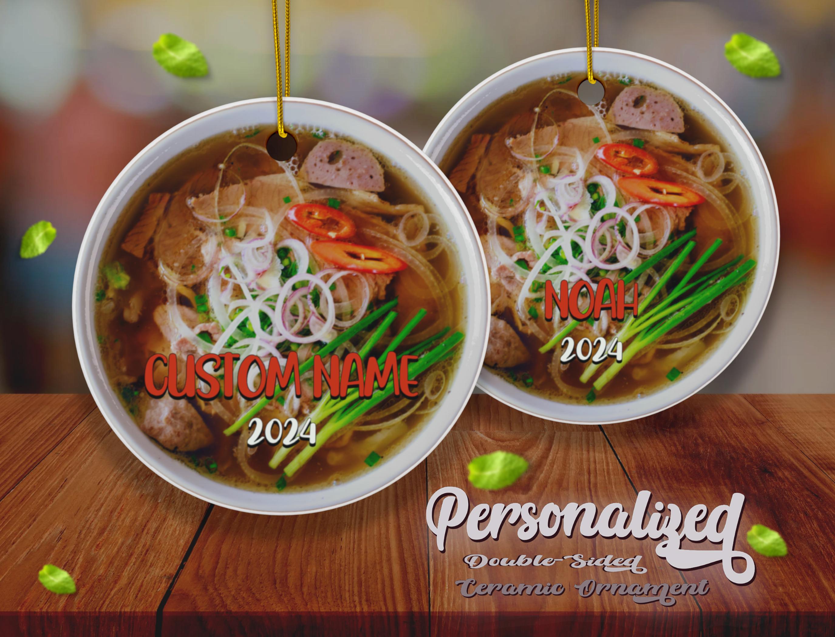 Personalized Flat Pho Bowl Christmas Ornament, Custom Name Vietnamese ...