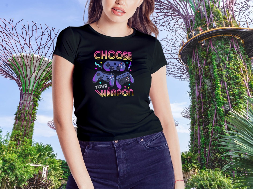 Retro Video Game Controller T-shirt, Choose Your Weapon Graphic Tee ...