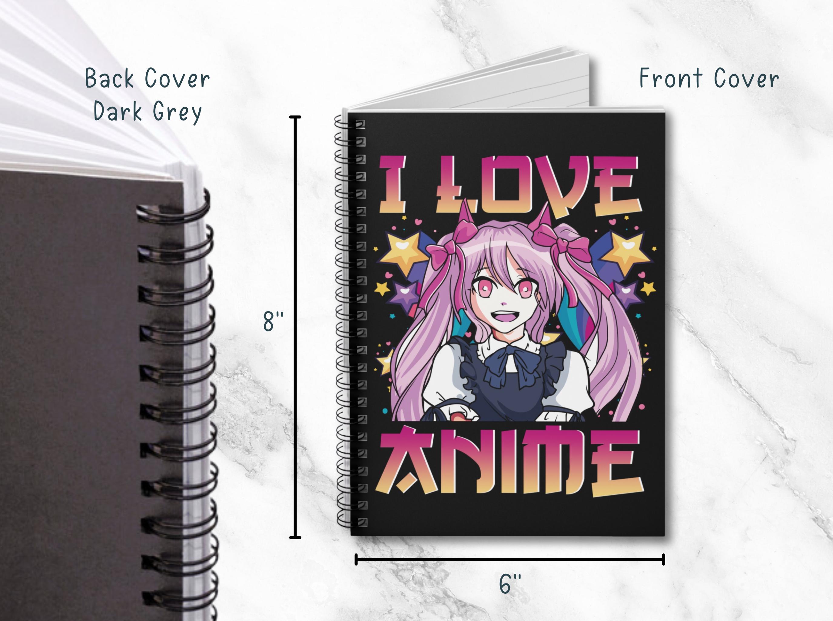 Cute Anime Girl Spiral Notebook, Kawaii Pink Haired Character, I Love ...