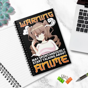 Cute Anime Girl Spiral Notebook, Warning Anime Notebook, Anime Lover ...
