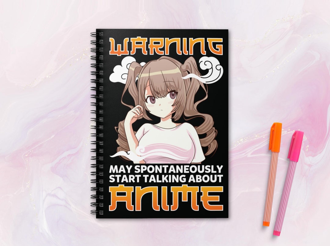 Cute Anime Girl Spiral Notebook, Warning Anime Notebook, Anime Lover ...