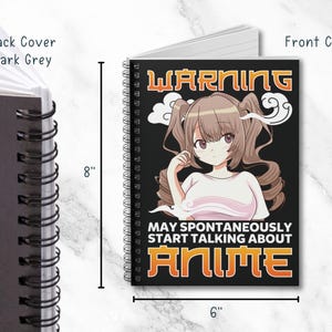 Cute Anime Girl Spiral Notebook, Warning Anime Notebook, Anime Lover ...