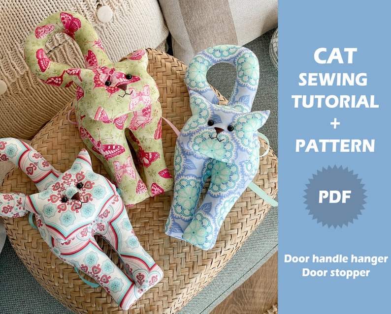 Easy Sewing Pattern for 10" Stuffed Cat - DIY Plushie Tutorial With ...