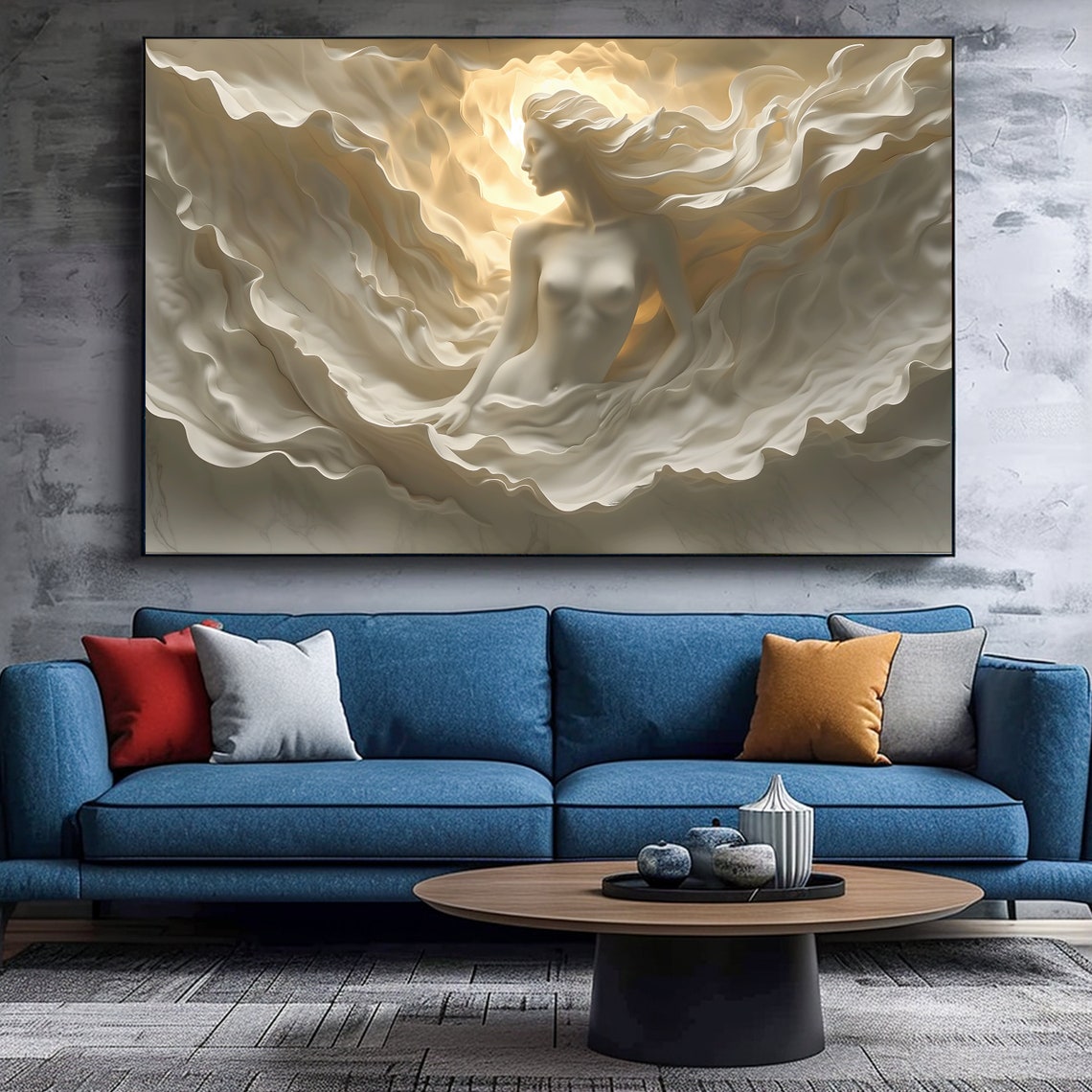 Dimensional Surreal Canvas Print Wall Art, Japanese Female Figure ...