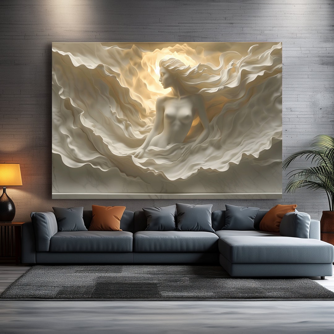 Dimensional Surreal Canvas Print Wall Art, Japanese Female Figure ...