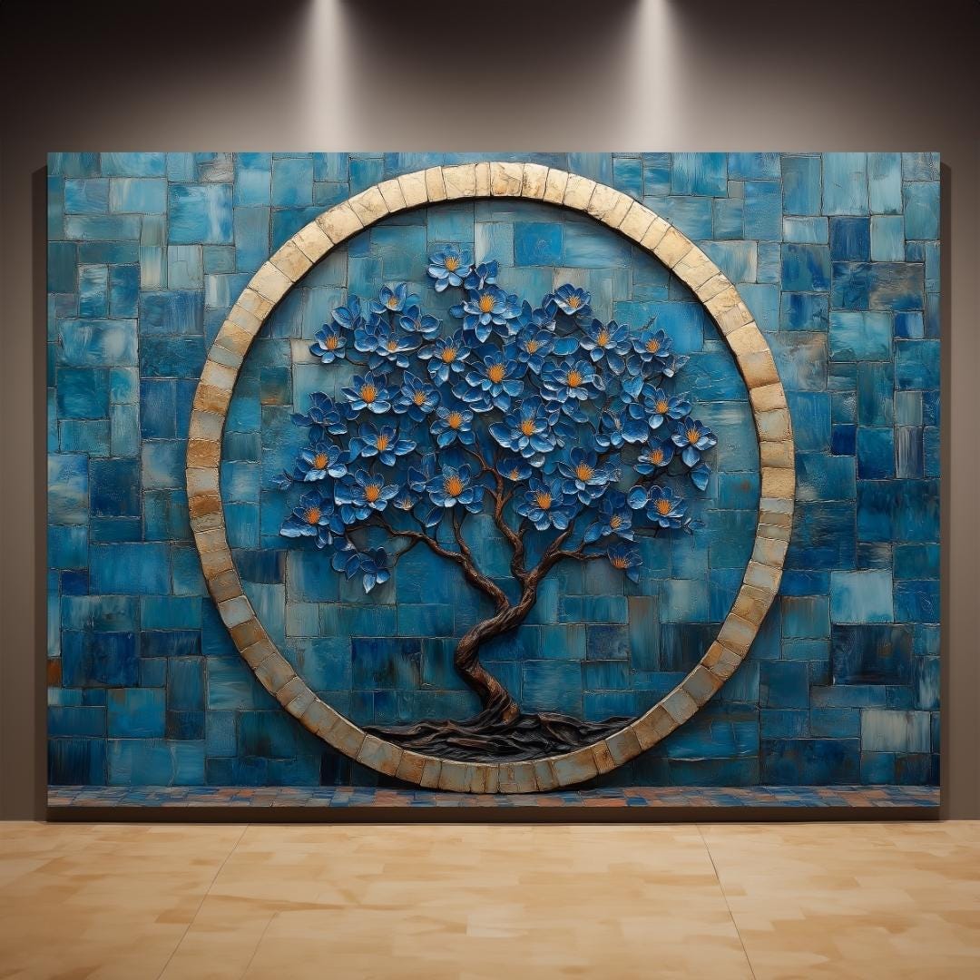 Japandi Blue Bonsai Tree of Life 3D Wall Art - Etsy