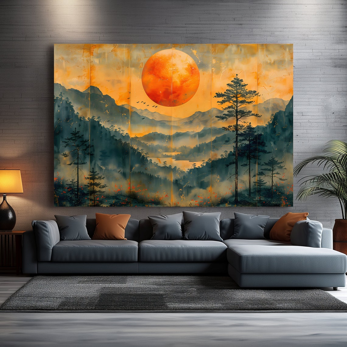 Japanese Mountain Sunset Canvas Print, Landscape Wall Art - Etsy