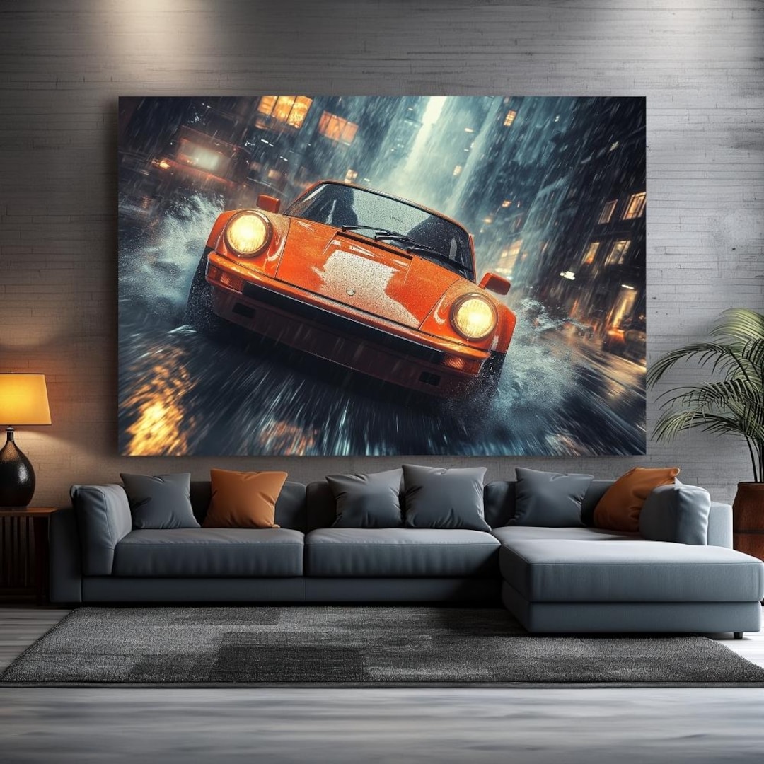 Porsche 911 Poster Custom Portrait Urban Moody Wall Art, Holiday ...