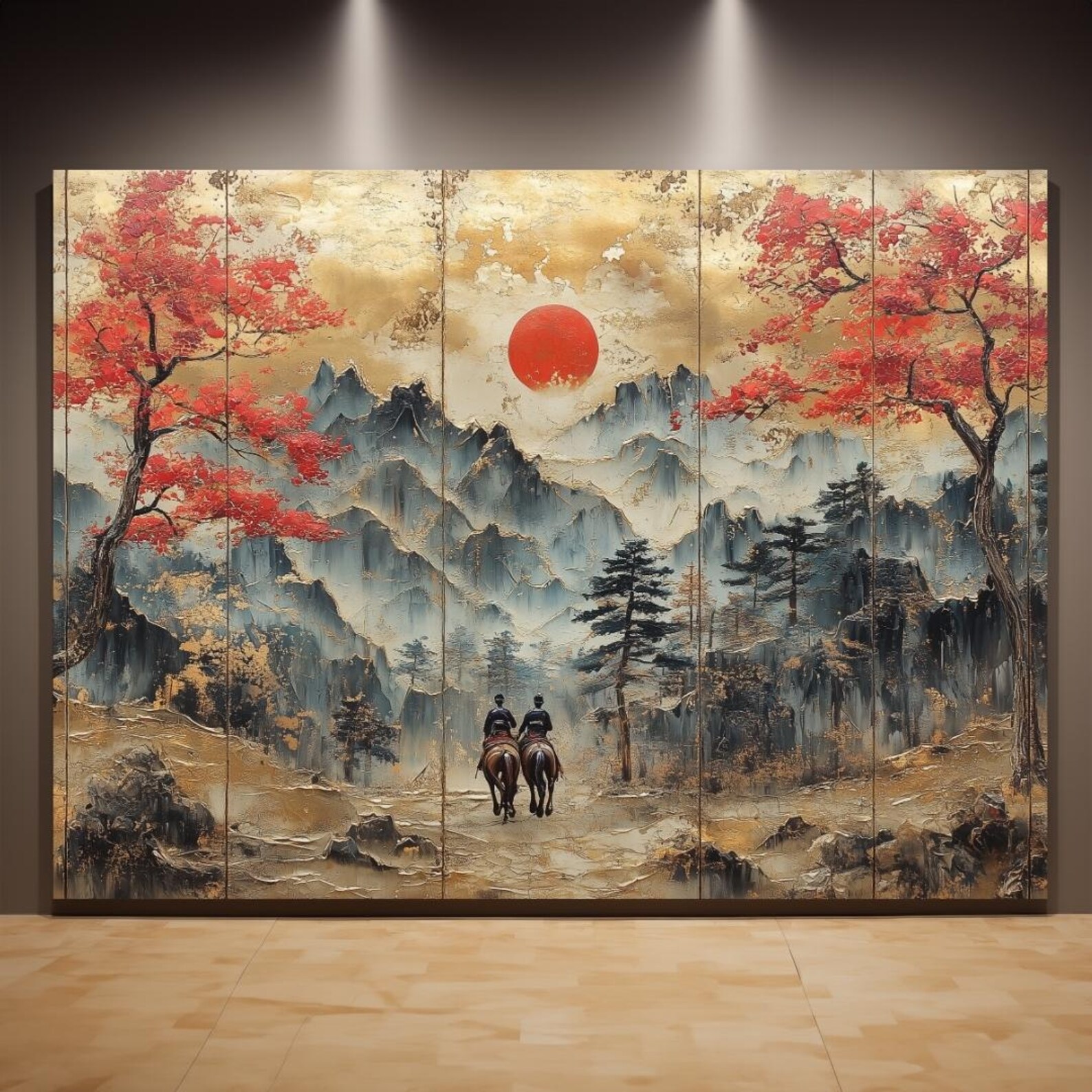 Japandi Samurai Oil Painting, Zen Garden Canvas Wall Art - Etsy