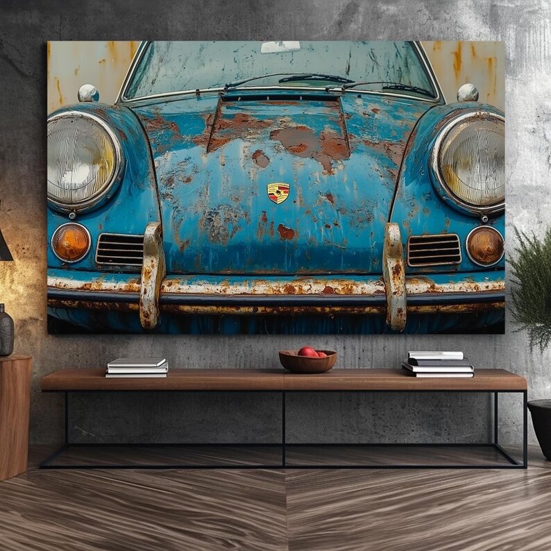 Vintage Porsche 911 Car Poster Painting 3D Textured Wall Art, Holiday ...