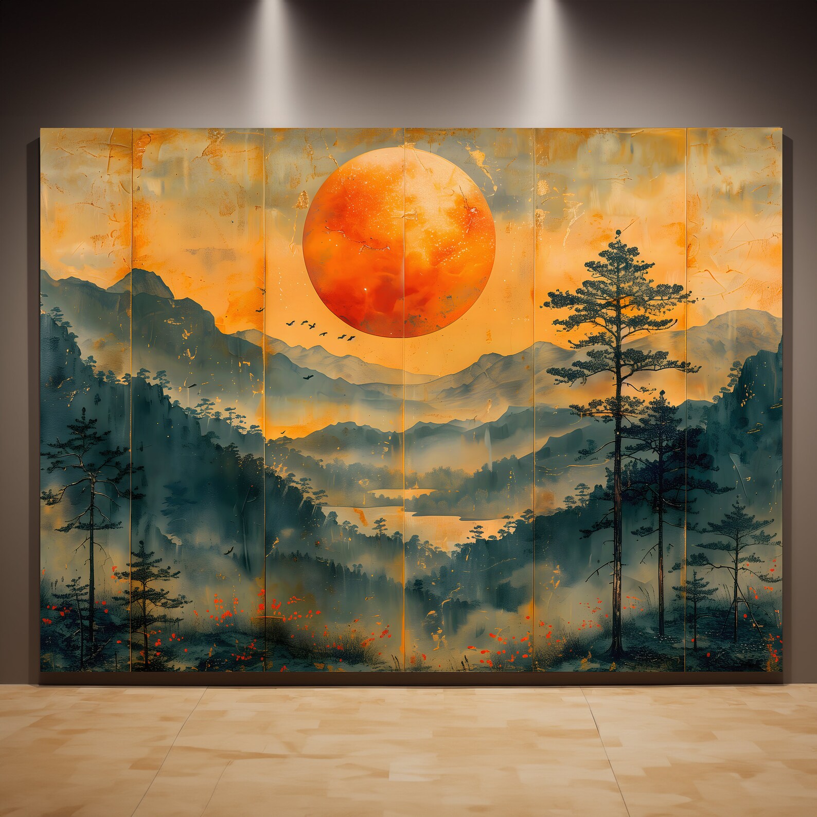 Japanese Mountain Sunset Canvas Print, Landscape Wall Art - Etsy