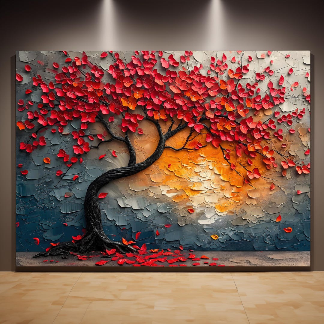 Japandi Tree of Life Canvas Print, Dimensional Framed Wall Art - Etsy