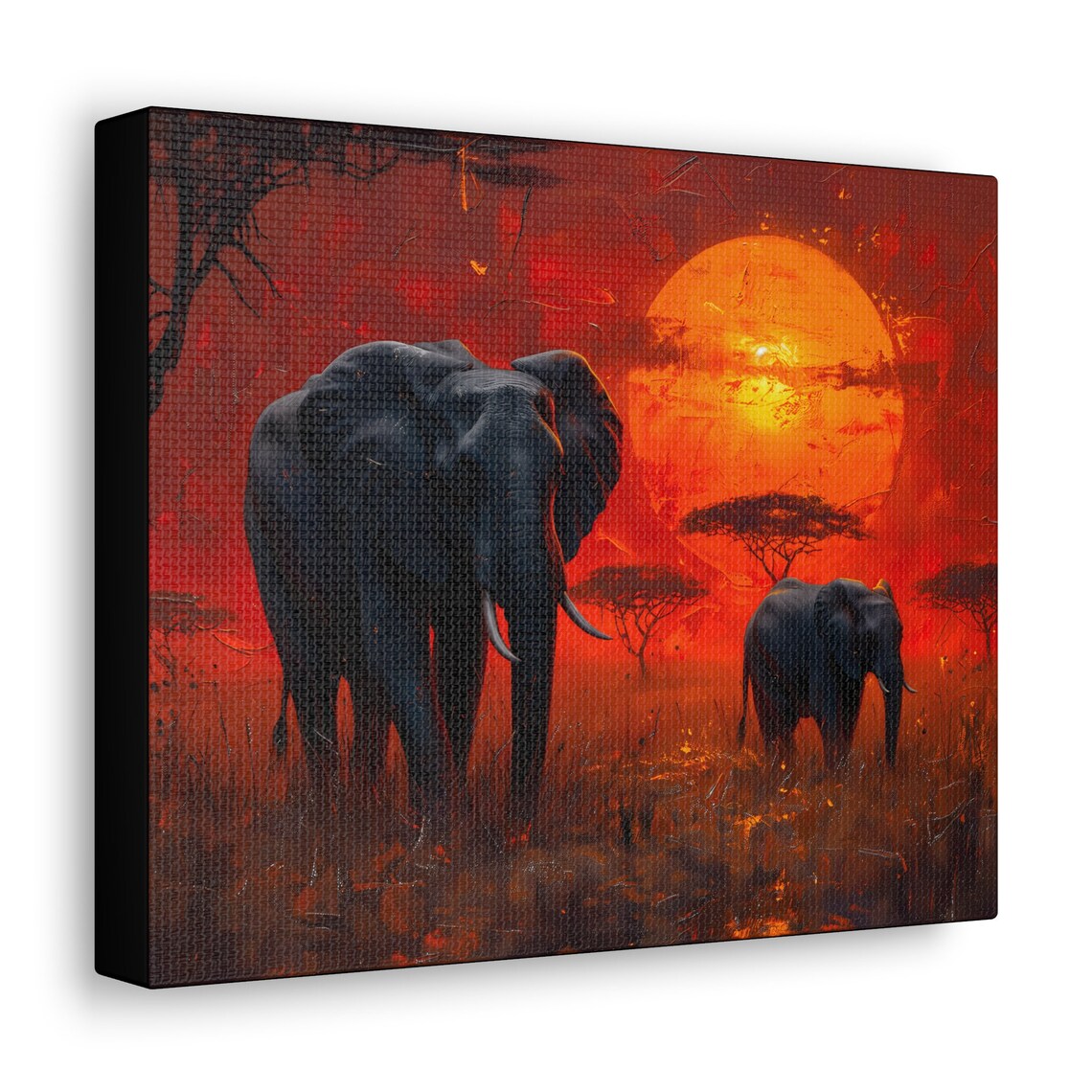 African Elephant Sunset Canvas Print, Savanna Wall Art - Etsy