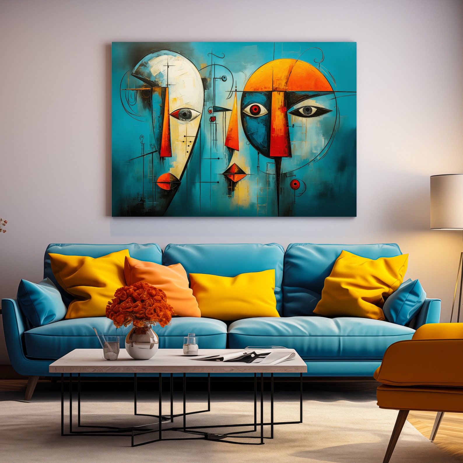 Surreal Wall Art Modern Fibonacci Spiral Face Large Graffiti Painting ...