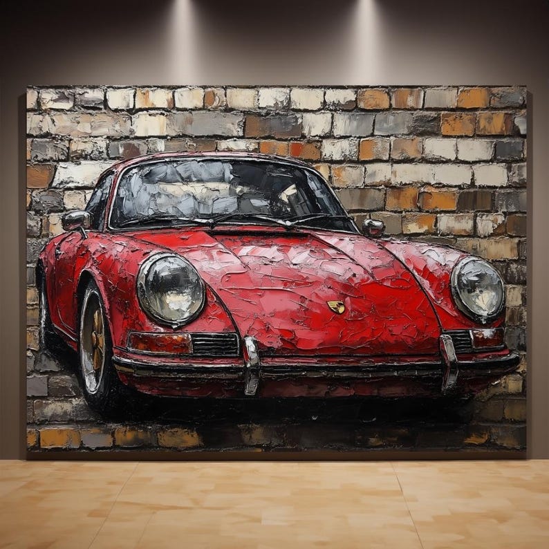 Extra Large Vintage Porsche 911 Poster Textured Retro Wall Art ...