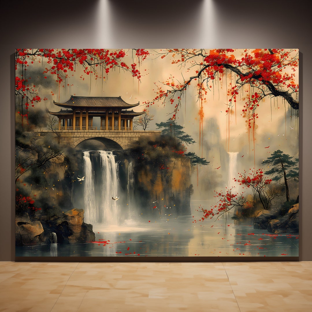 Japandi Wall Art Canvas Print, Landscape Painting Wall Decor, Japandi ...