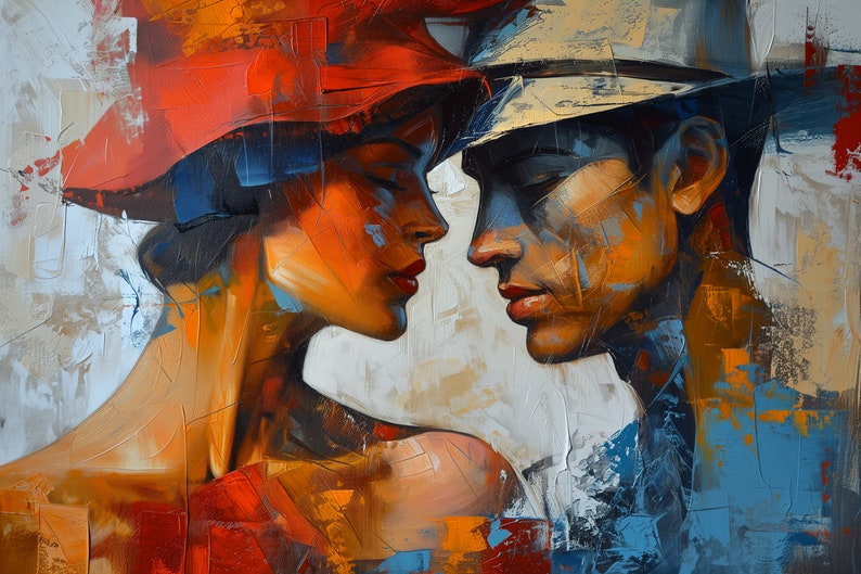 Digital Download Lovers Abstract Cubism Portrait Painting - Etsy