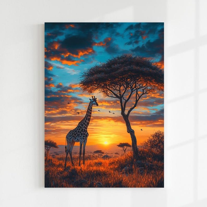 National South Park African Nature Giraffe Wall Art, Bonsai Tree ...