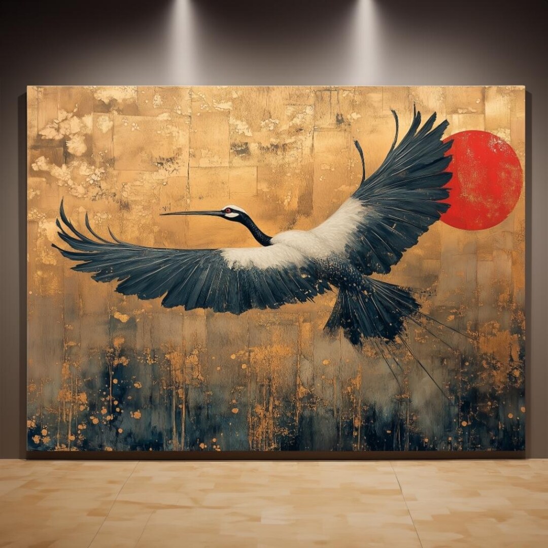 Zen Garden Japandi Bird Wall Art Framed, Canvas Painting, Patio ...