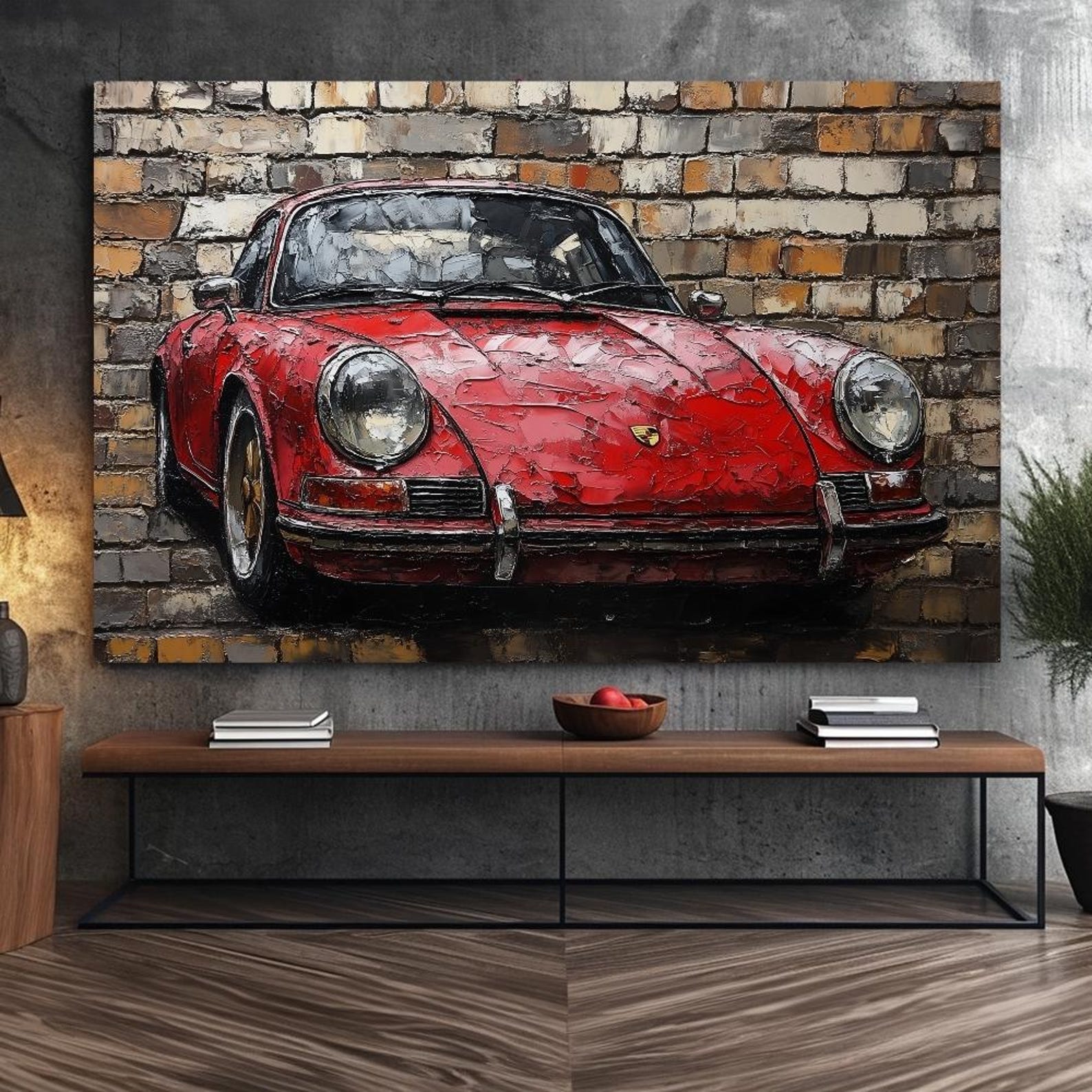 Extra Large Vintage Porsche 911 Poster Textured Retro Wall Art ...