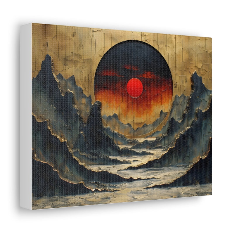 Abstract Japandi Large Wall Art Canvas Print, Gold and Black Japanese ...