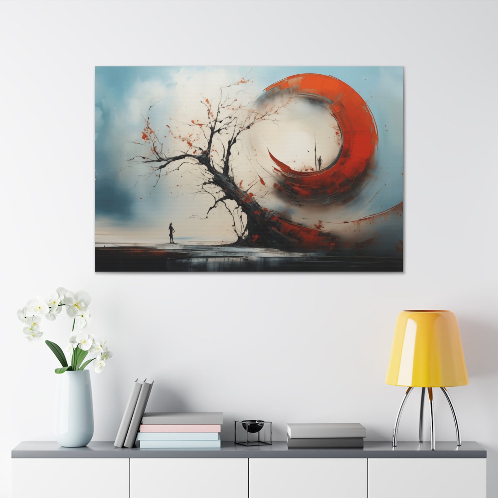 Abstract Moon Painting Canvas Print: Modern Urban Wall Art - Etsy