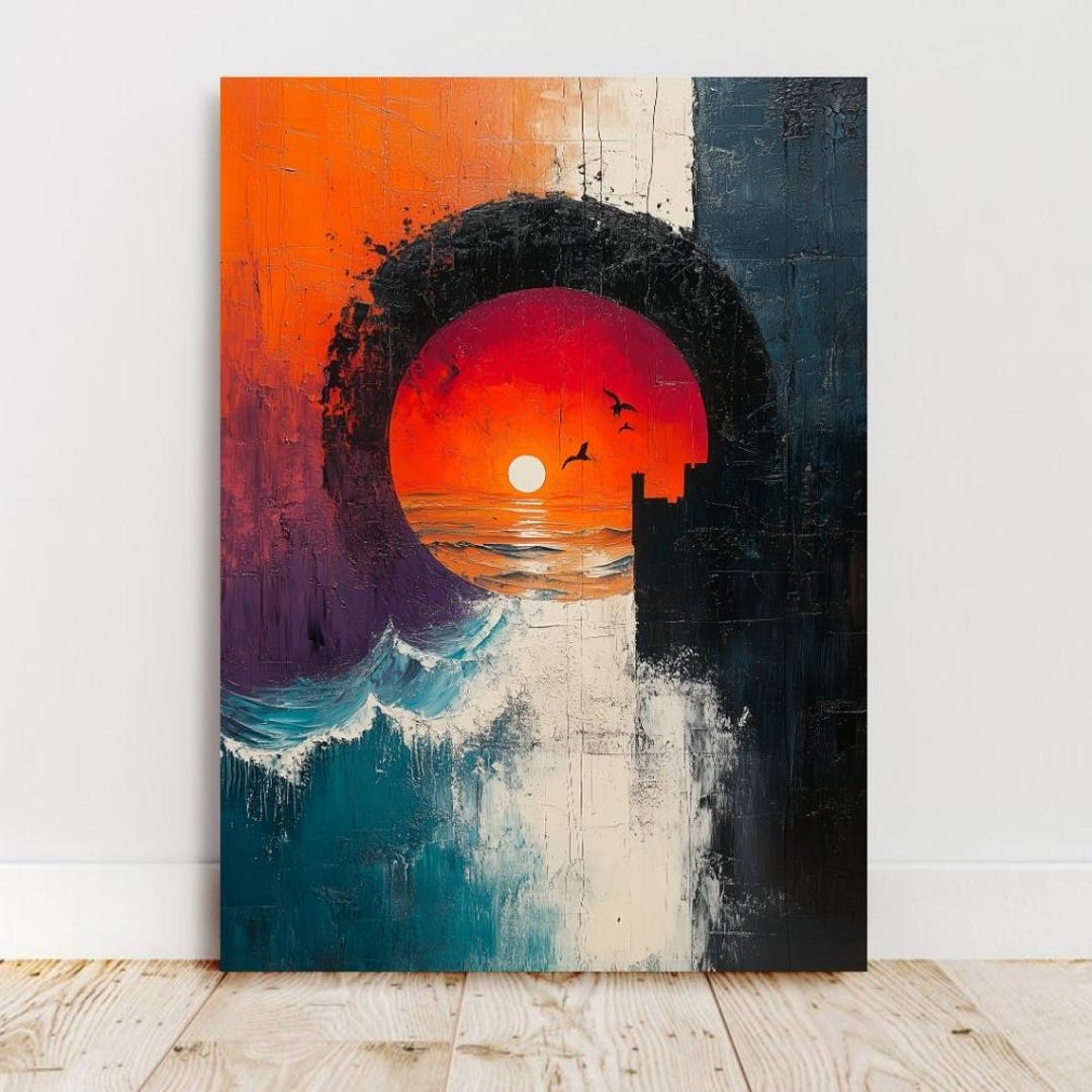 Gothic Surf Landscape Oil Painting, Dark Academia Wall Art - Etsy