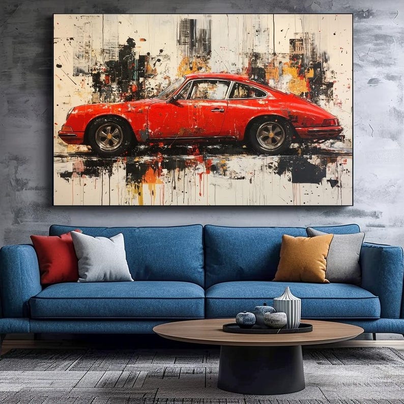 Need for Speed Abstract F1 Porsche Wall Art, Formula 1 Custom Oil Painting, Maximalist Dopamine ...