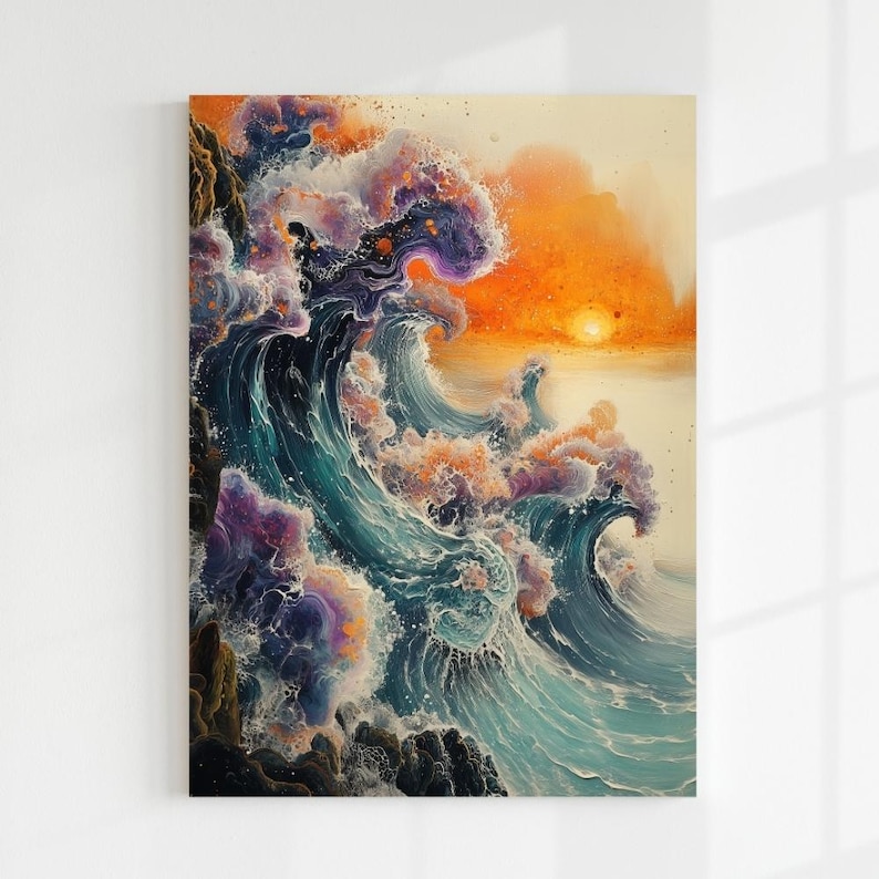 Japanese Ocean Waves Art Print: Wabi Sabi Japandi Coastal Decor - Etsy