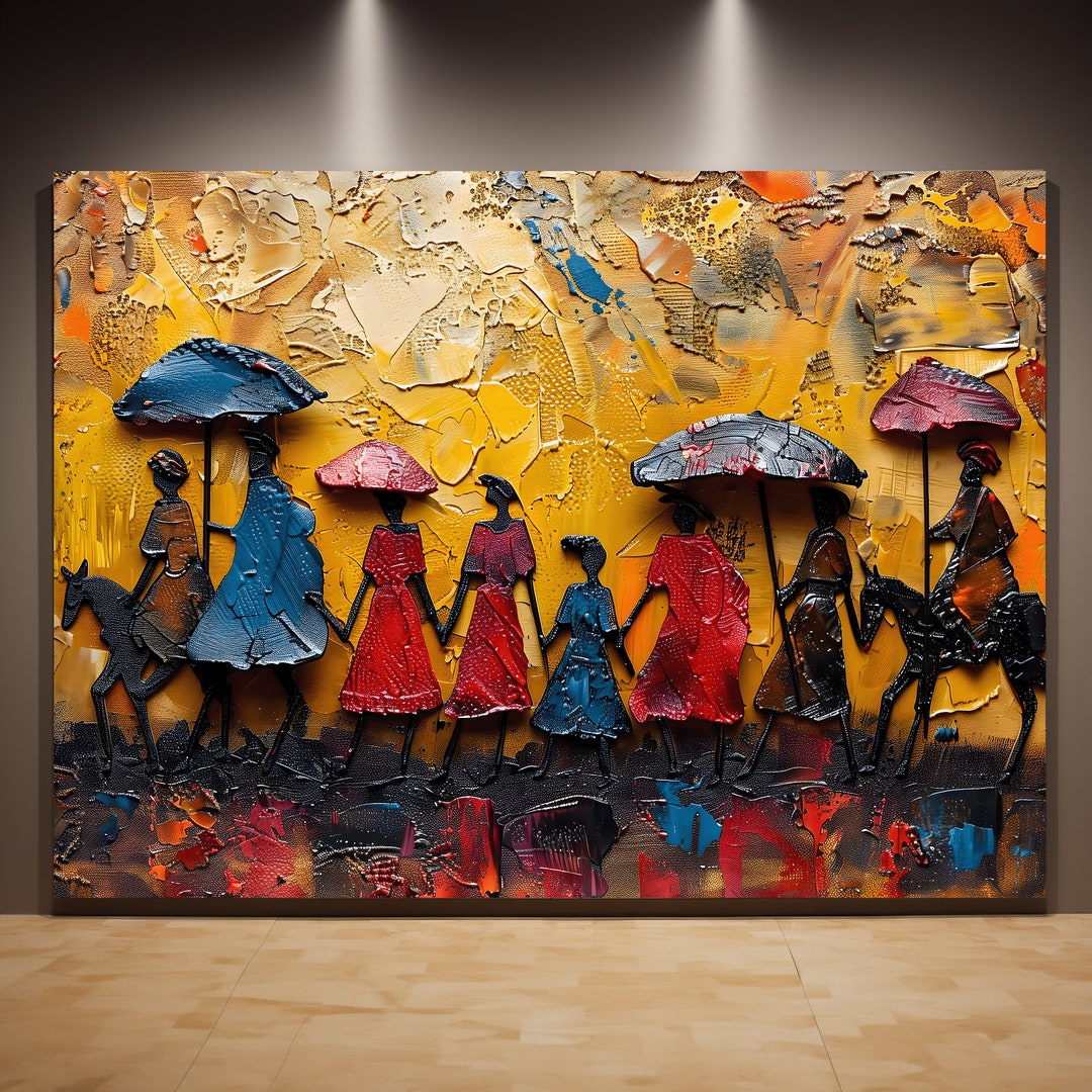 Textured Wall Art, African Tribe Canvas Print, Altered Art Print, African Oil Painting, Luxury ...