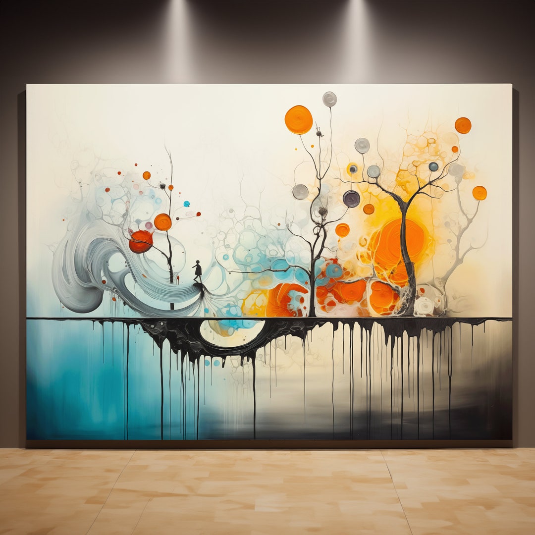 Urban Wall Decor Spiral Dreamy Large Painting Canvas Print for Living ...