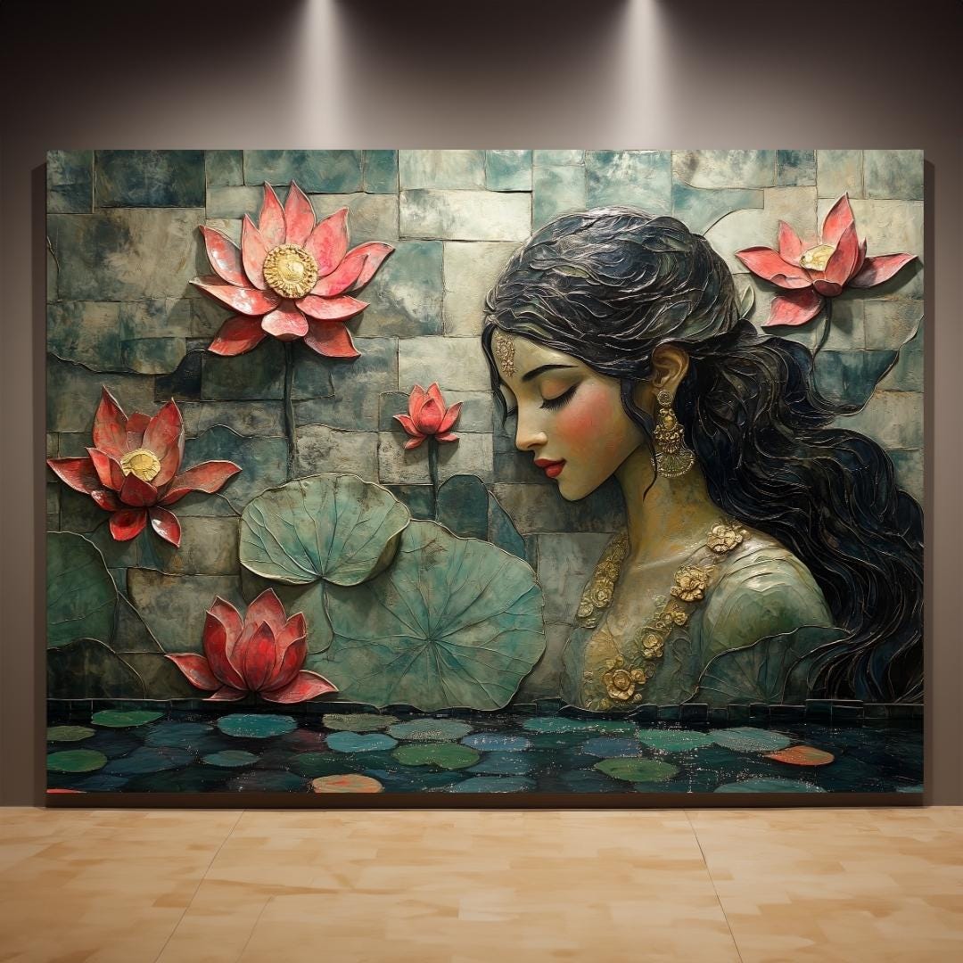 Extra Large Indian 3D Textured Wall Art, Zen Garden Holiday Hosting ...