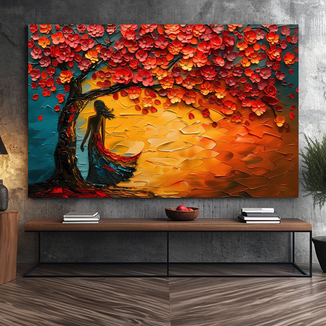 Tree of Life Impasto Painting Japandi Dimensional Wall Art, Japanese ...
